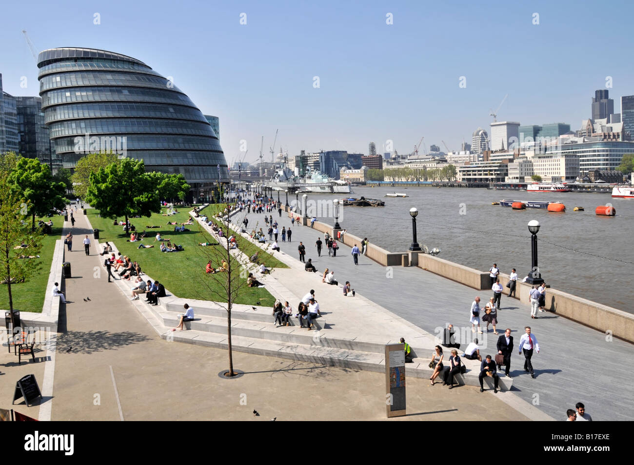 London City Hall riverside offices of the Mayor with waterside ...