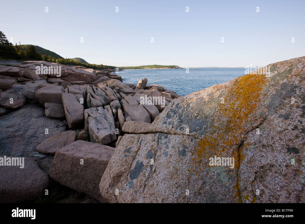 Rocky coast and Atlantic Ocean, Acadia National Park, Maine, USA Stock ...