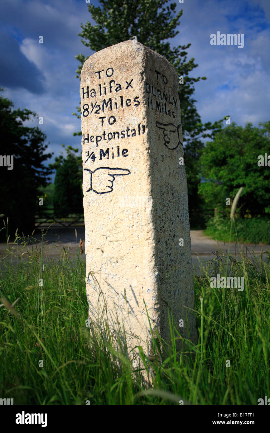 Old milestone at Slack near Heptonstall, West Yorkshire, England, UK ...
