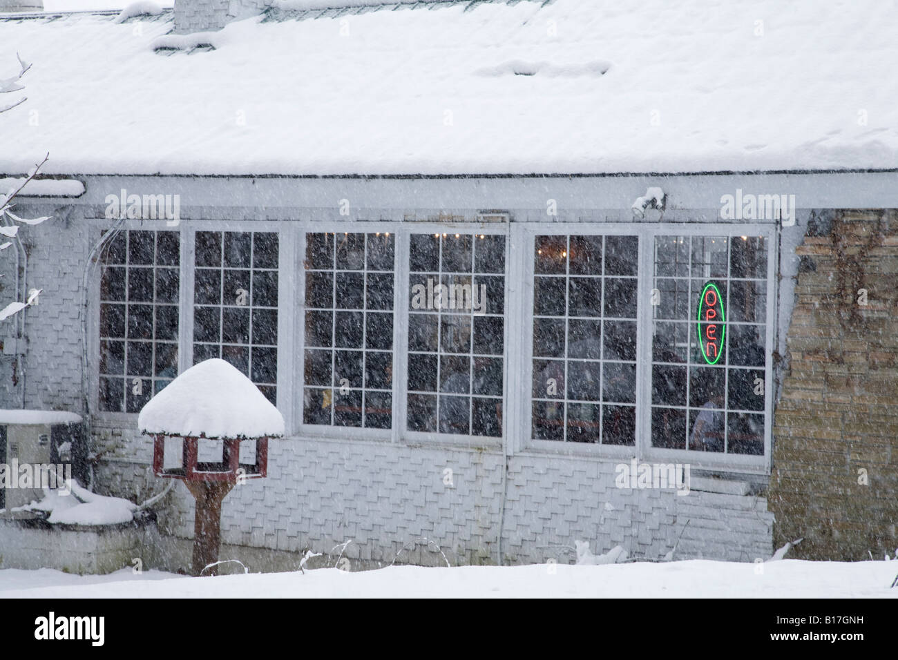 Snowing outside Window Gatlinburg Tennessee Stock Photo - Alamy