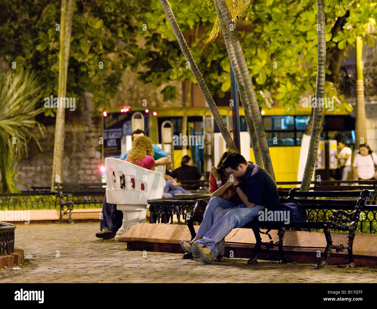 Parque de Hidalgo at night Merida capital of the Yucatan state Mexico ...
