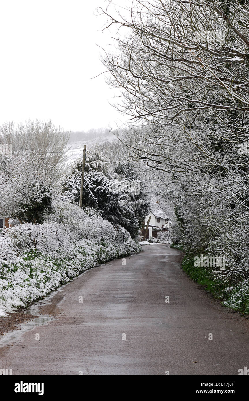 A country lane in snow Stock Photo - Alamy