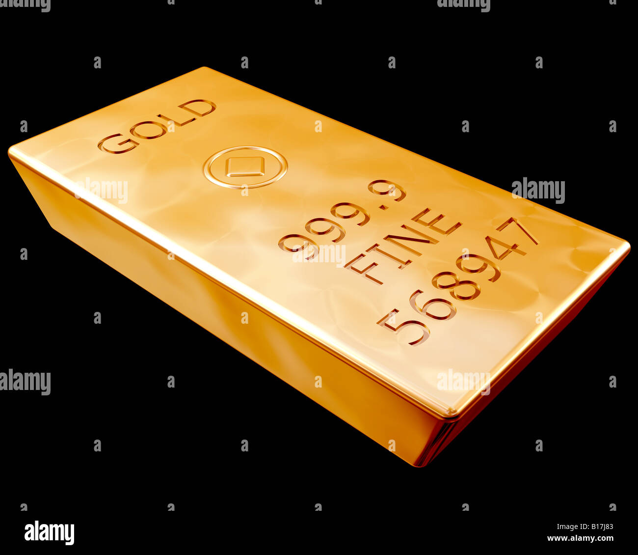 Single bar of pure gold isolated on a black background Stock Photo - Alamy
