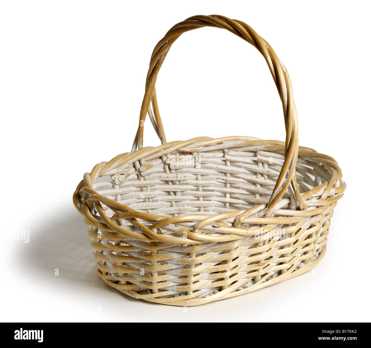 Empty wicker basket isolated on Cut Out Stock Images & Pictures - Alamy