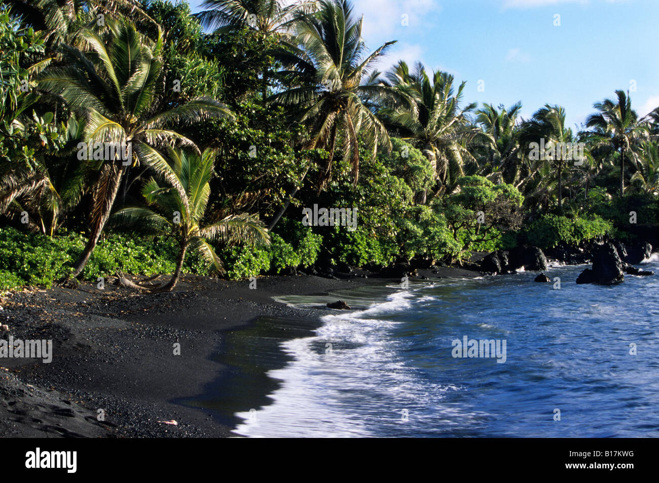 Maui, Hawaii, USA. Hana Beach, Black Volcanic Sand Stock Photo - Alamy