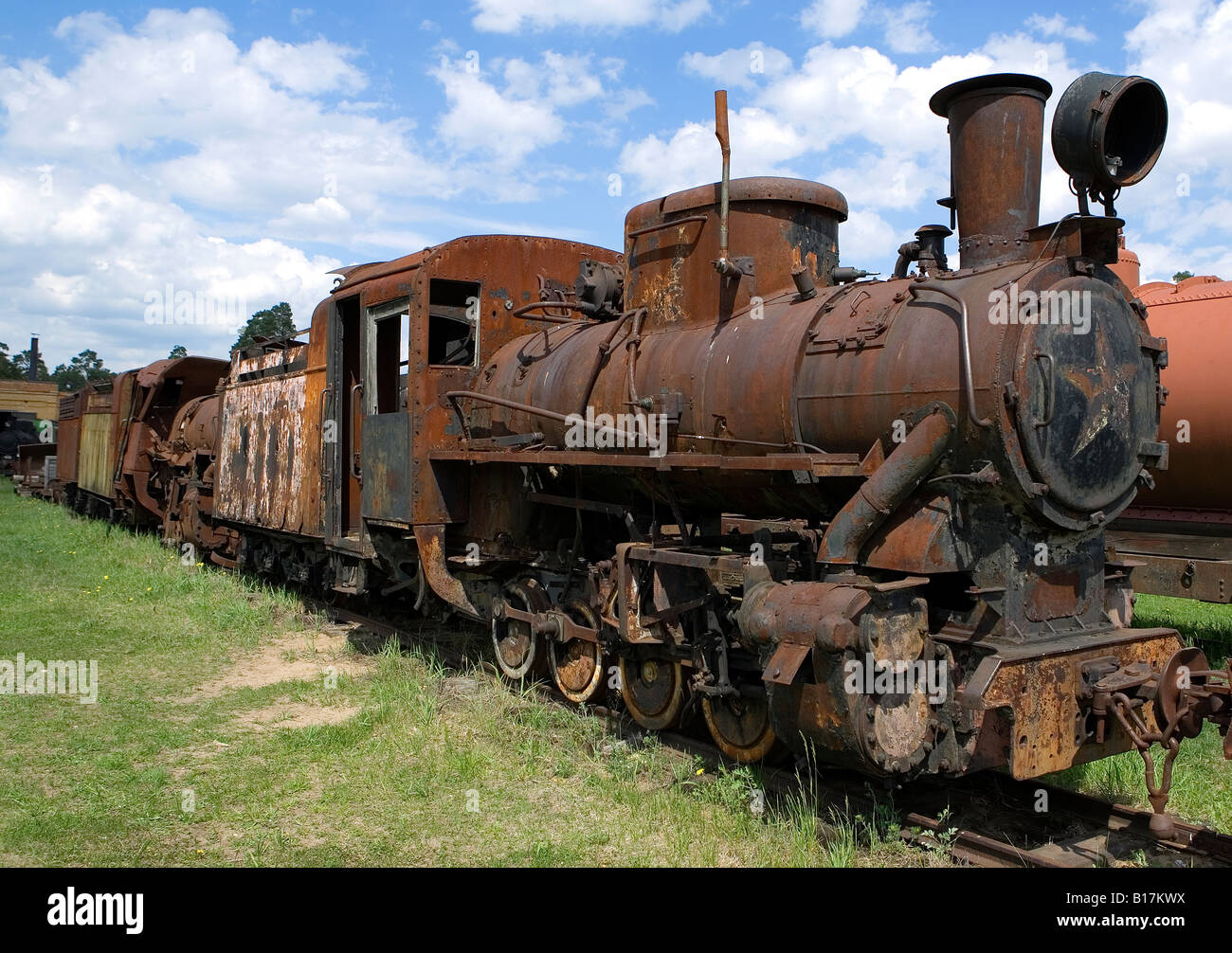 Old rusty steam locomotive in open air museum of Pereslavl Russia Stock ...
