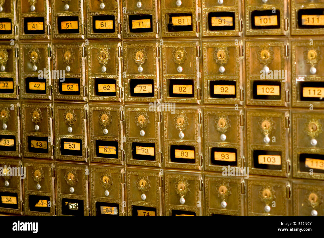 Antique Brass Mail Boxes at the Andersonville Georgia Post Office Stock ...