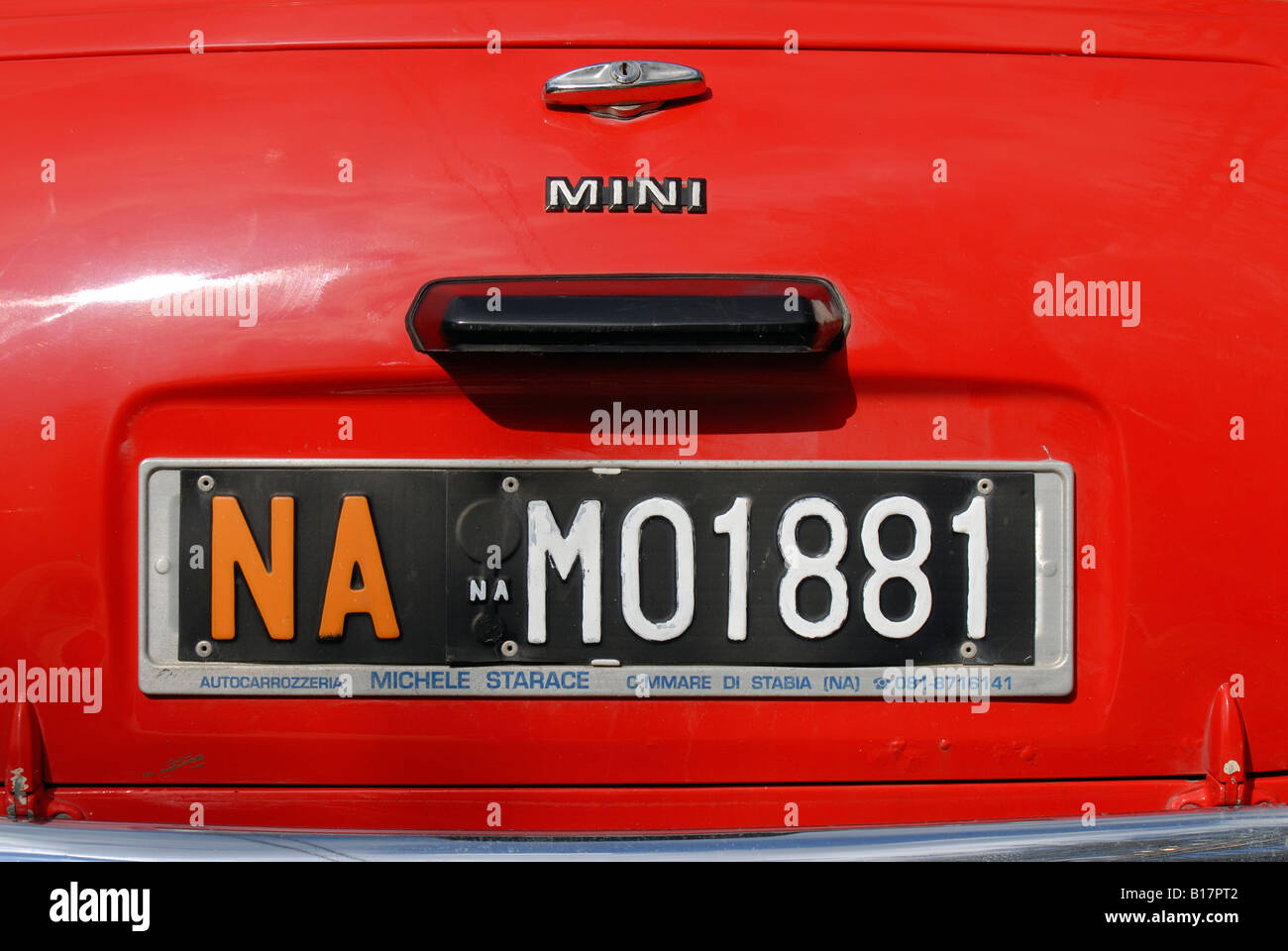 Red Mini Cooper Licence Plate, Naples (Italy Stock Photo - Alamy