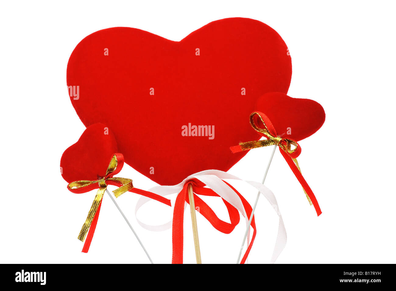 Decorative love heart symbol ornaments on white background with copy ...