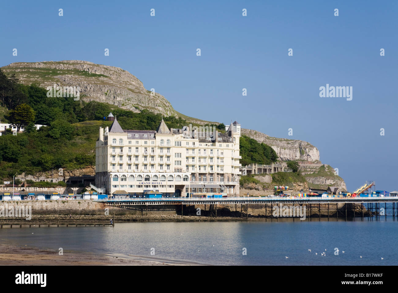 The Grand Hotel imposing Victorian building on seafront in tourist ...