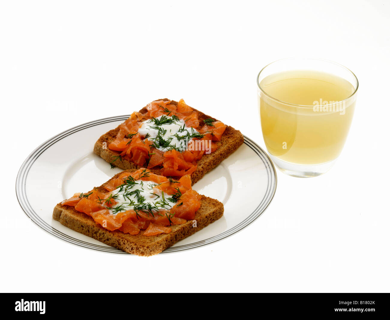 Smoked Salmon On Wholemeal Toast Stock Photo - Alamy