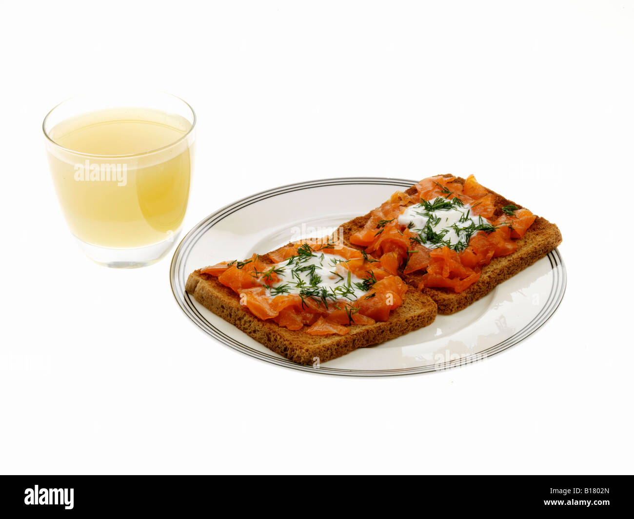Smoked Salmon On Wholemeal Toast Stock Photo - Alamy