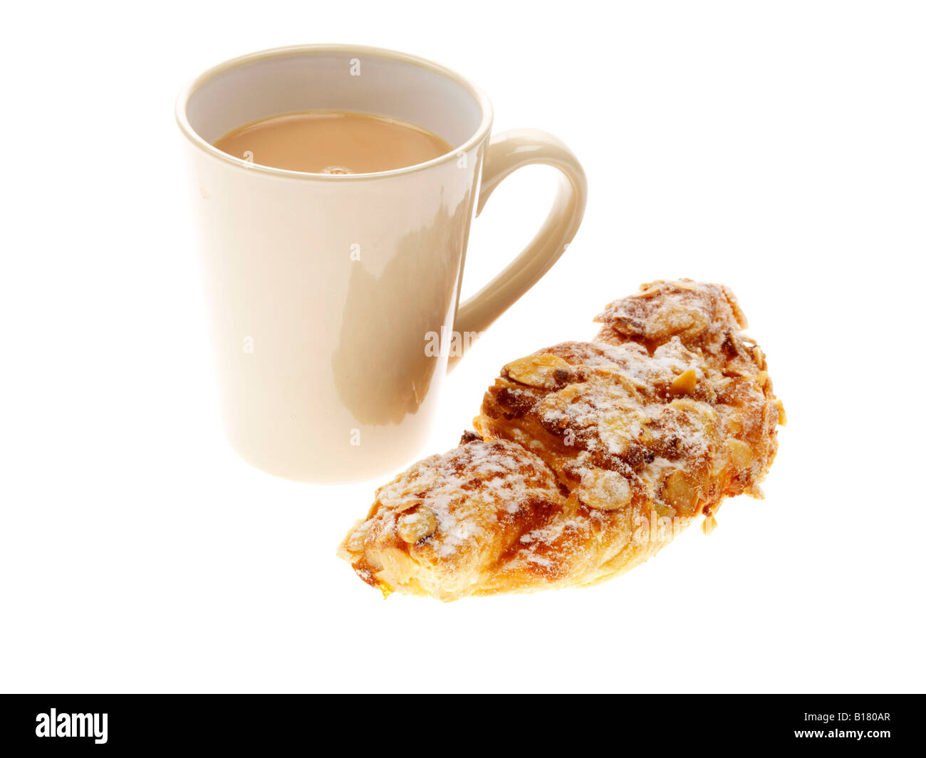 Almond Croissant with Cup of Tea Stock Photo - Alamy