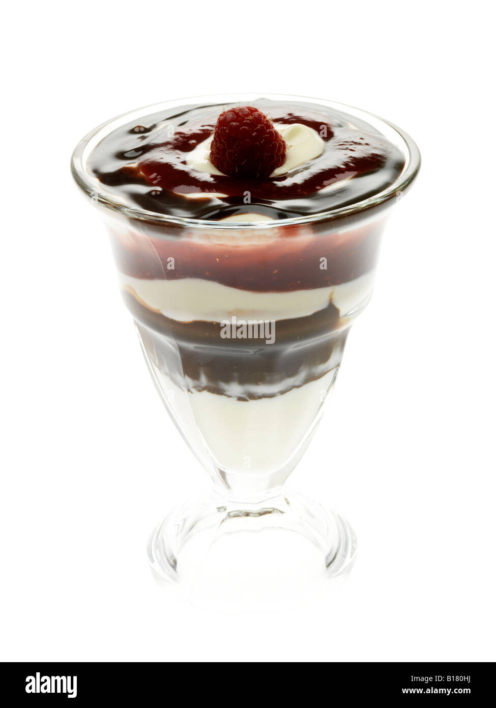 Chocolate and Raspberry Parfait Stock Photo - Alamy