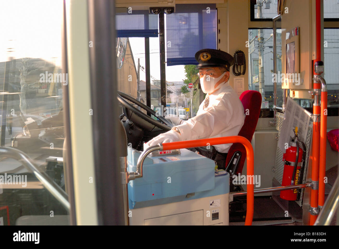public bus driver with surgical face mask Kyoto Japan Stock Photo - Alamy