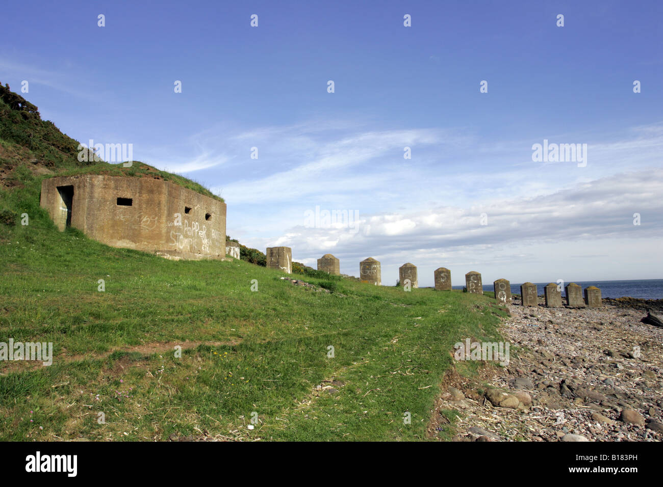 World war two tank traps and obstacles, used to defend against possible ...