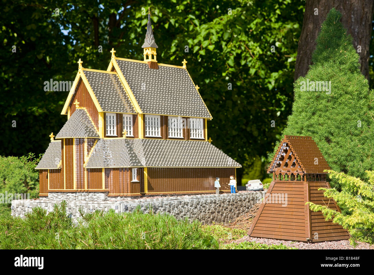 Old wooden Norwegian church made from lego bricks Stock Photo - Alamy