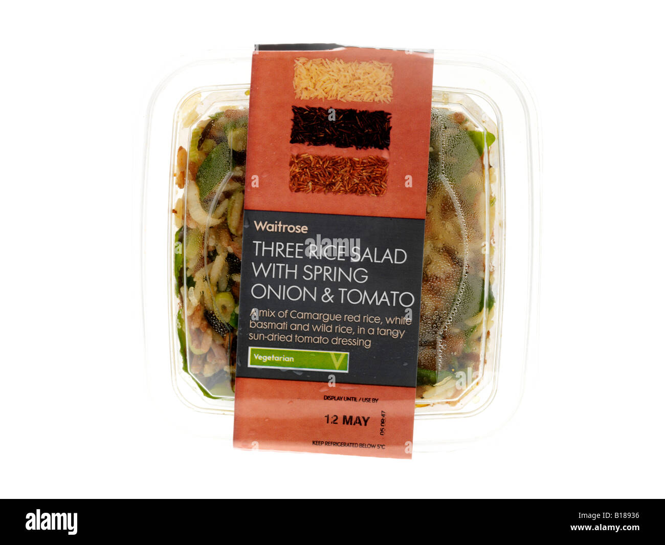 Three Rice Salad With Spring Onion And Tomato Stock Photo - Alamy