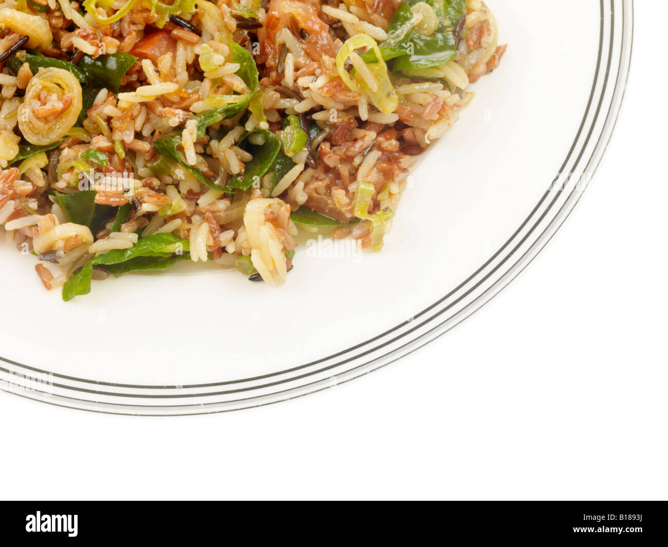 Three Rice Salad With Spring Onion And Tomato Stock Photo - Alamy