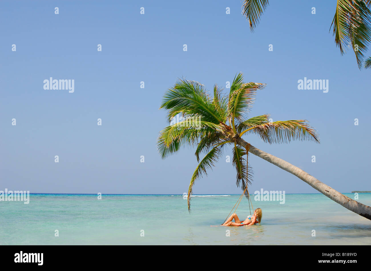 Wellness at Beach Indian Ocean Maldives Stock Photo - Alamy