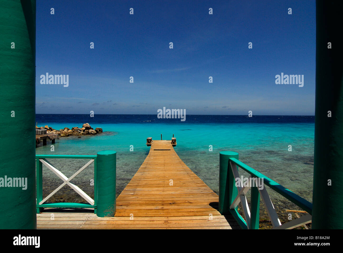 Jetty near Beach Caribbean Sea Netherland Antilles Curacao Stock Photo ...