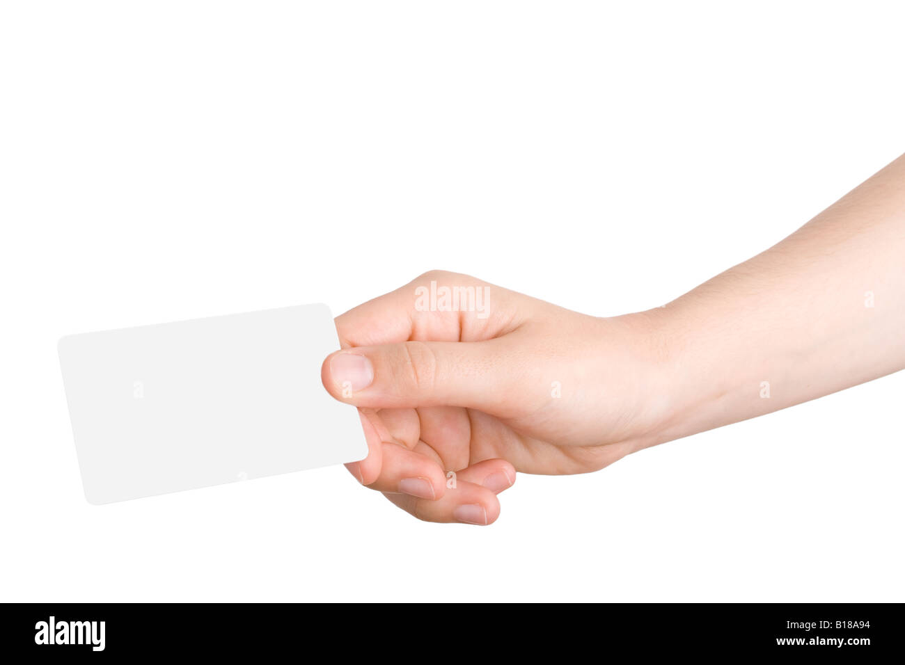 Hand holding a business card isolated on white background Stock Photo ...