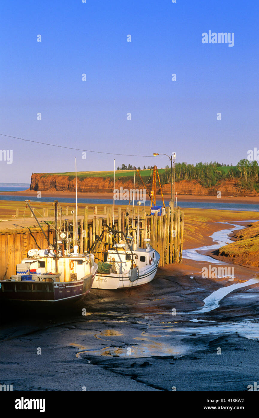 Fishing boats at Low tide, Pereau wharf, Bay of Fundy, Nova Scotia, Canada Stock Photo - Alamy