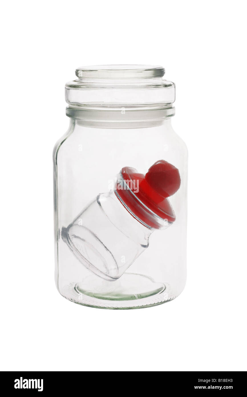 Mini container inside glass jar isolated on white Stock Photo - Alamy