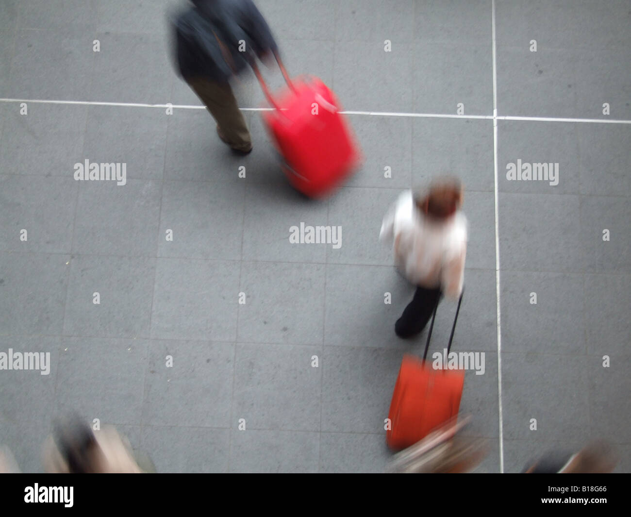 aerial view of people walking in street road in city town Stock Photo ...