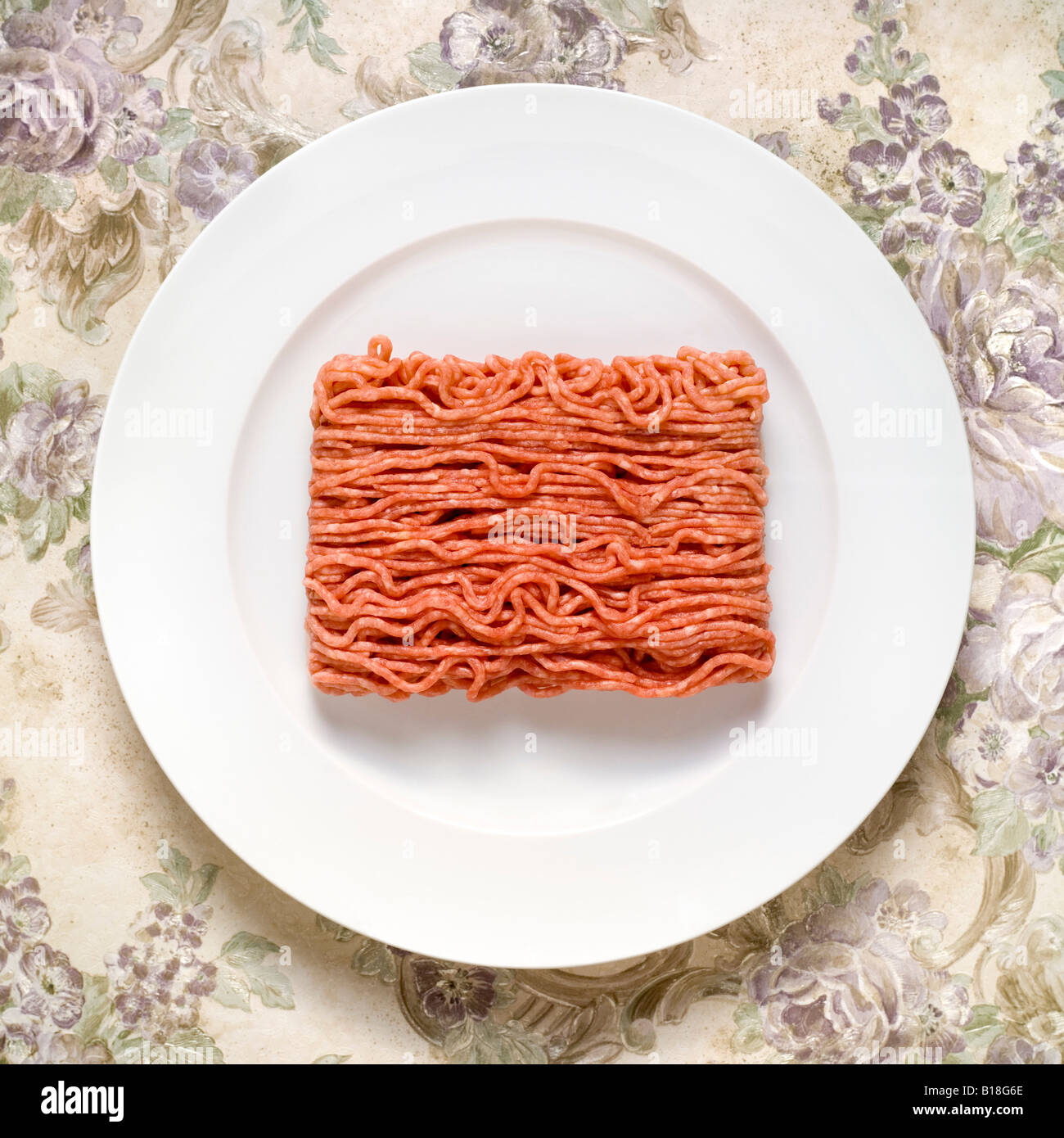 Raw ground meat, elevated view Stock Photo - Alamy