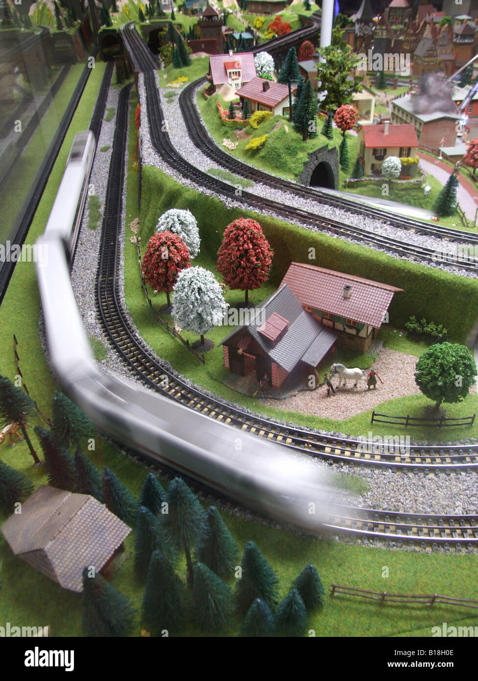collector's miniature hobby train set in action Stock Photo - Alamy