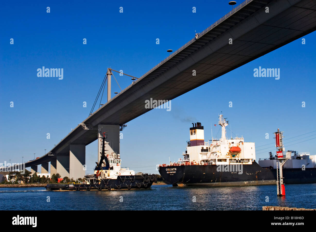 Shipping Industry / A Bulk Cargo Ship is outbound in the "Port of ...