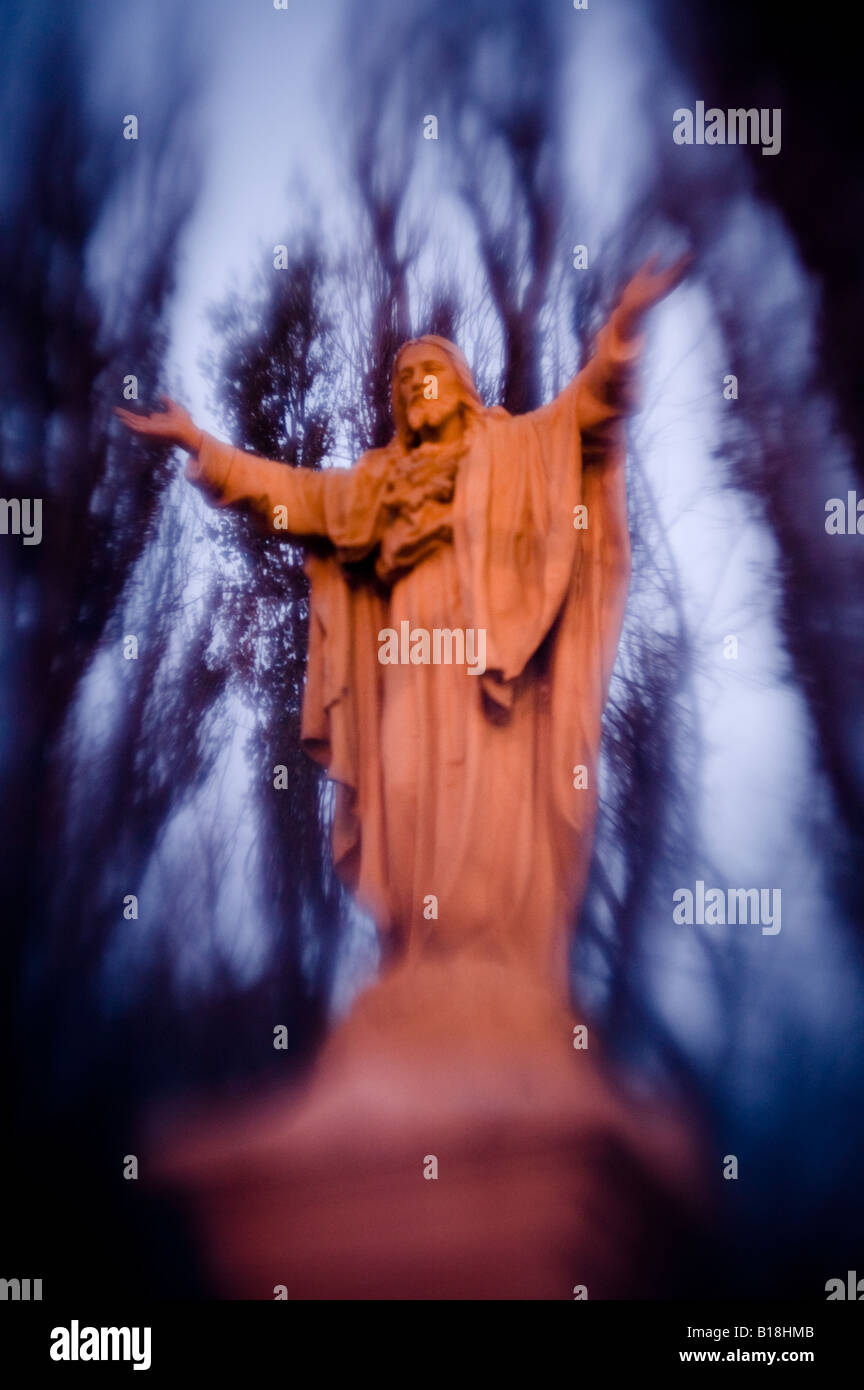 jesus statue with trees behind, Montreal, Quebec, Canada Stock Photo ...