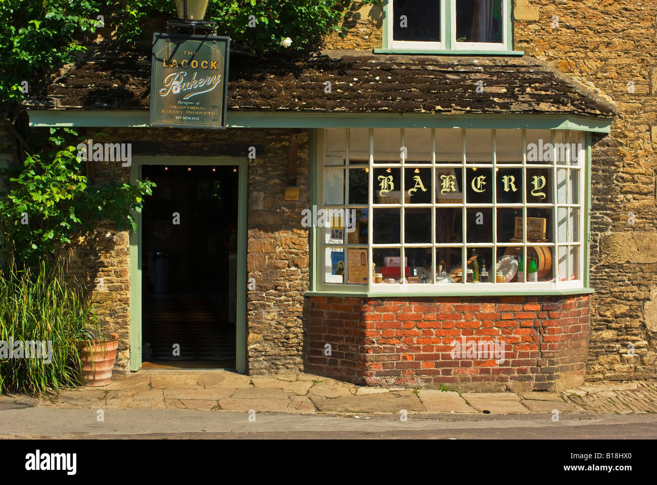 The old Bakery shop in historic English village of Lacock Stock Photo ...