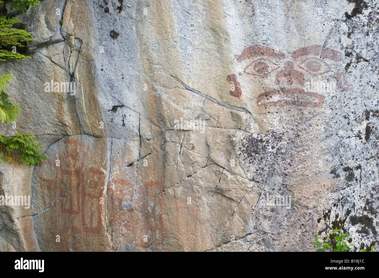 Native pictograph on rock near Prince Rupert in northern British ...