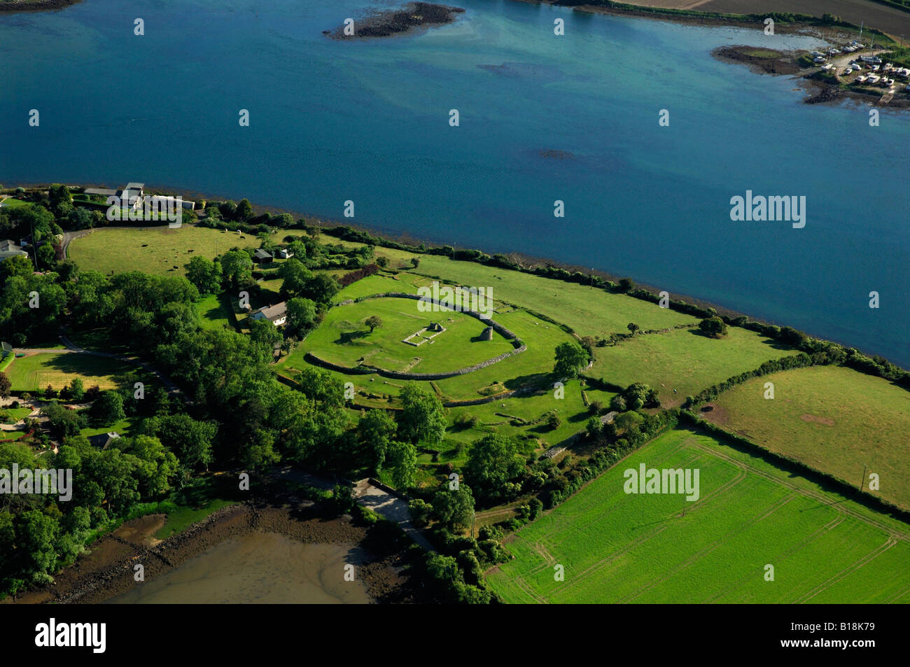 Aerial Nendrum Monastic Site, Co. Down, Northern Ireland Stock Photo ...