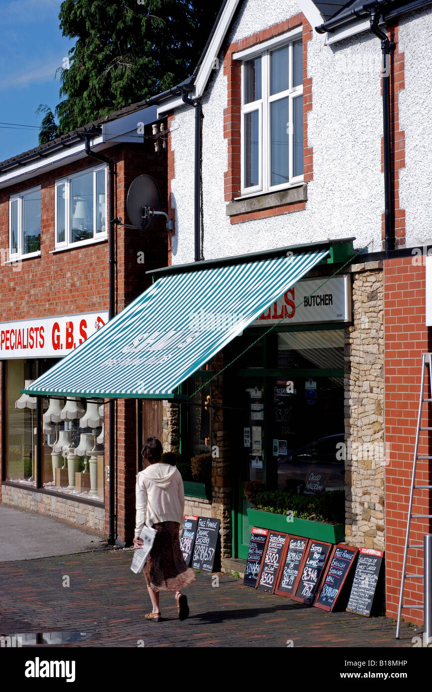 Butcher`s shop with awning, UK Stock Photo - Alamy