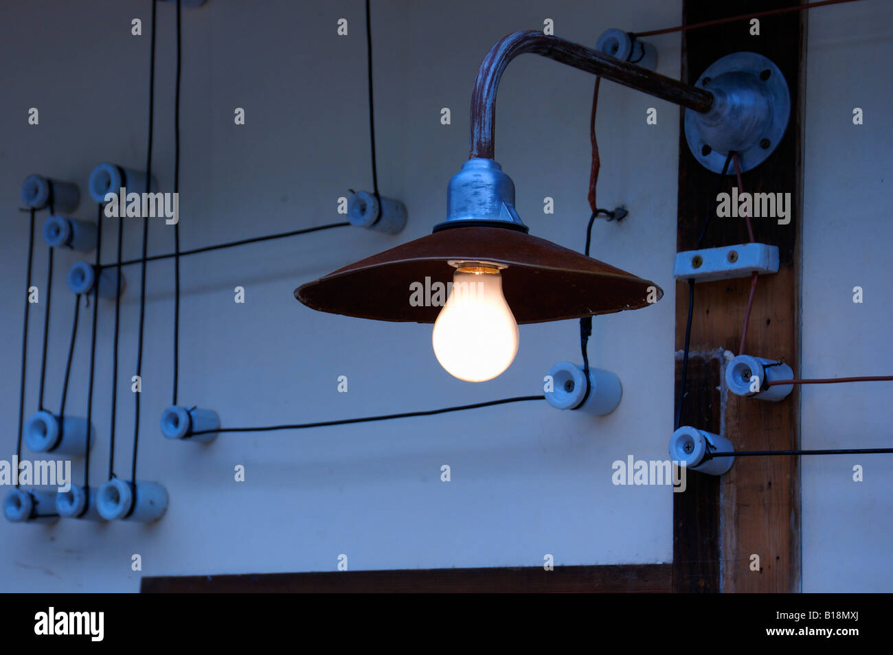 light bulb and electric cables Kyoto Japan Stock Photo - Alamy