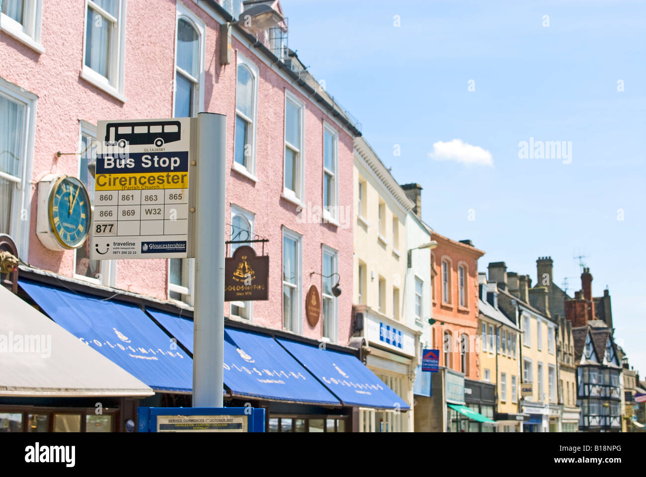 Bus Stop in the Market Square, Cirencester, Gloucestershire, England ...