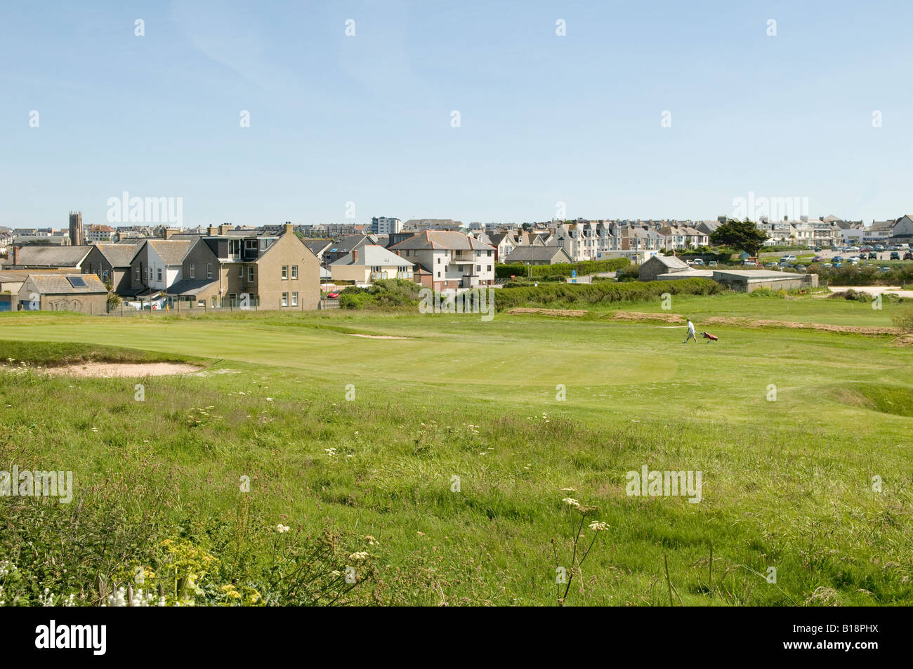 A view of Newquay across the golf course Stock Photo - Alamy
