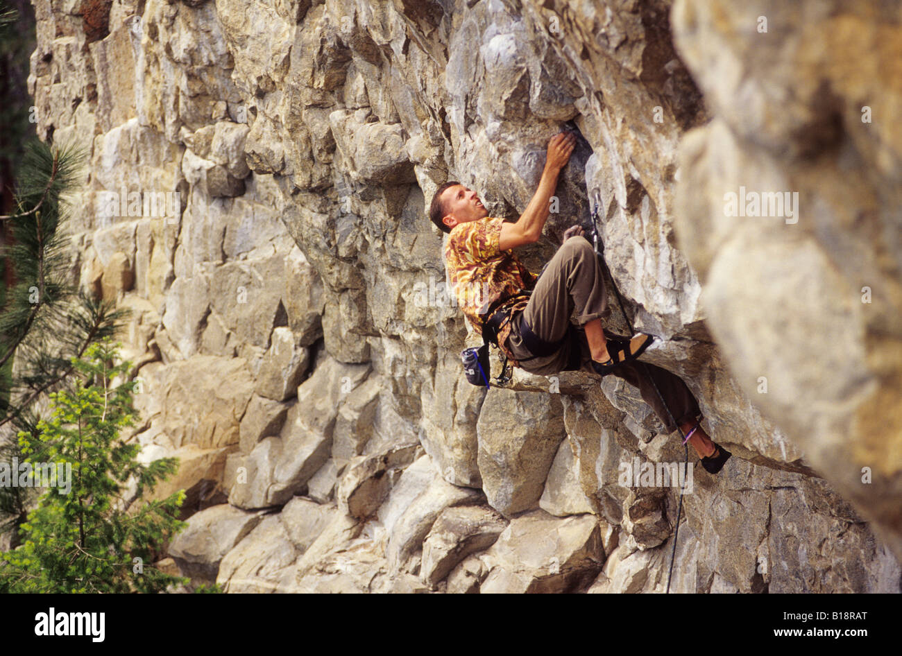Man climbing Crestfallen, 5.12c. The Wave Wall. Skaha Bluffs. Penticton ...