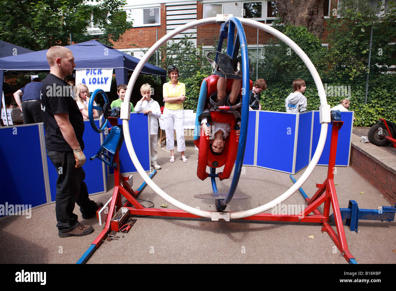 School summer fair, with rides and amusements Stock Photo - Alamy