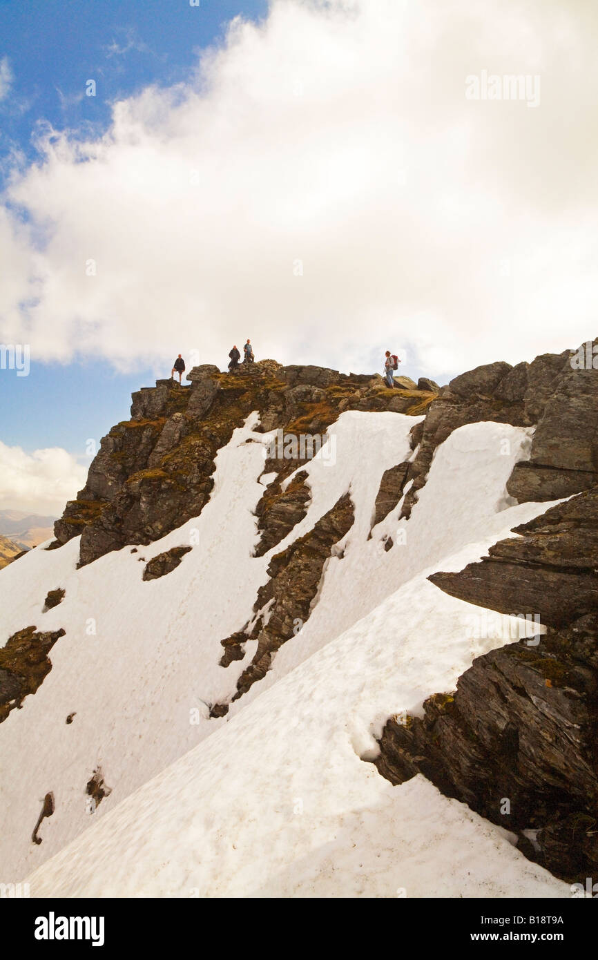 Walkers on the summit of Ben Lui Stock Photo - Alamy