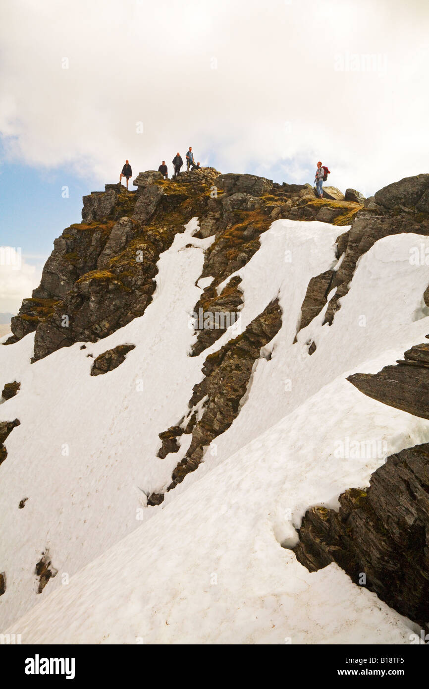 Walkers on the summit of Ben Lui Stock Photo - Alamy