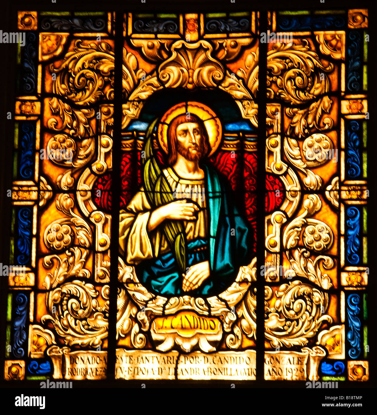 Stained glass of Saint Cayetano in Monastery of Campanar, Bejar ...