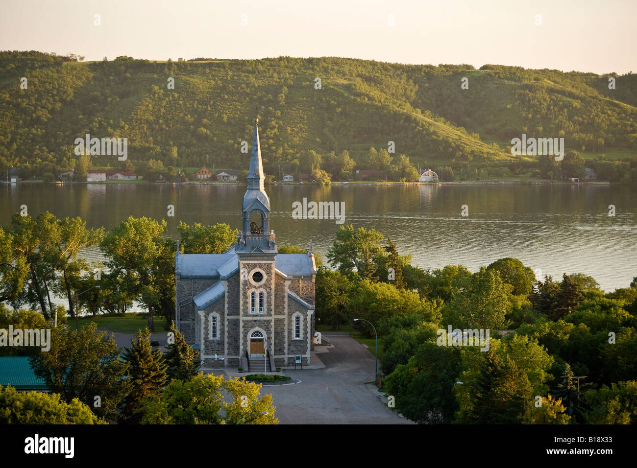 Sacred Heart Church (built in 1925) on the northeast shore of Mission ...