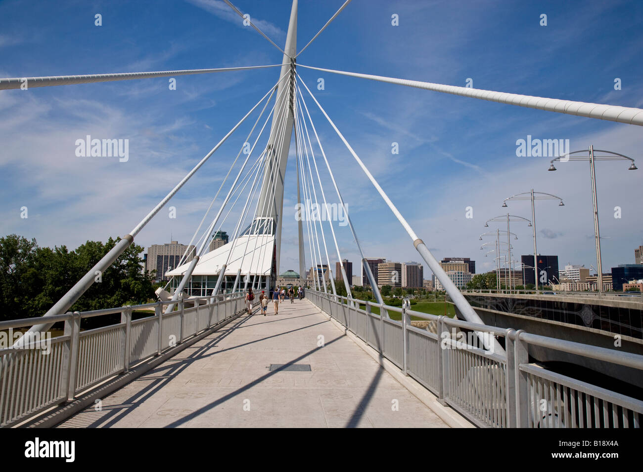 Esplanade Riel Pedestrian Footbridge over Red River, Winnipeg, Manitoba ...