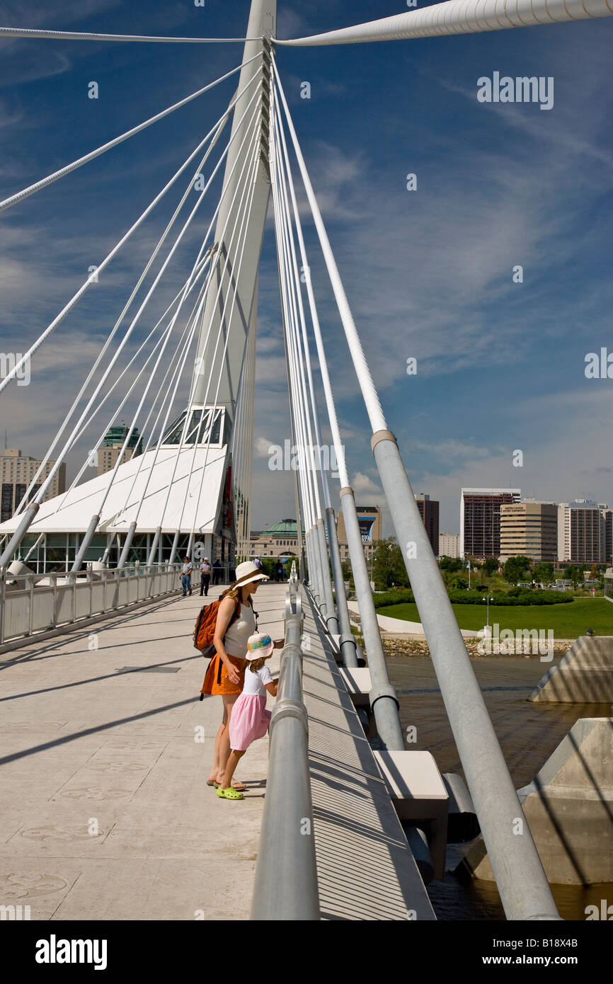Esplanade Riel Pedestrian Footbridge over Red River, Winnipeg, Manitoba ...