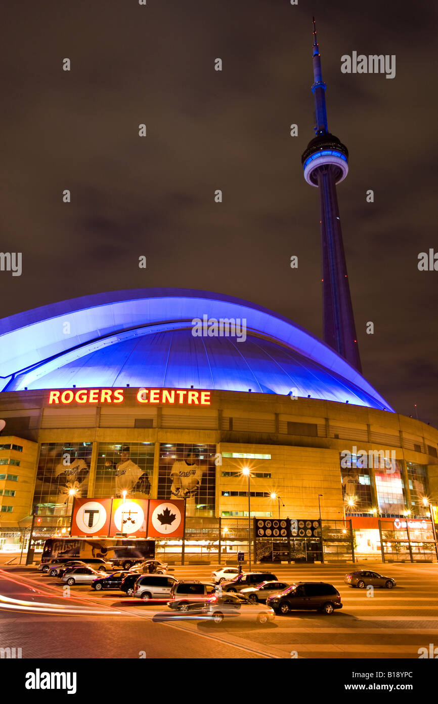 Rogers Centre and CN Tower at night, Toronto, Ontario Stock Photo - Alamy