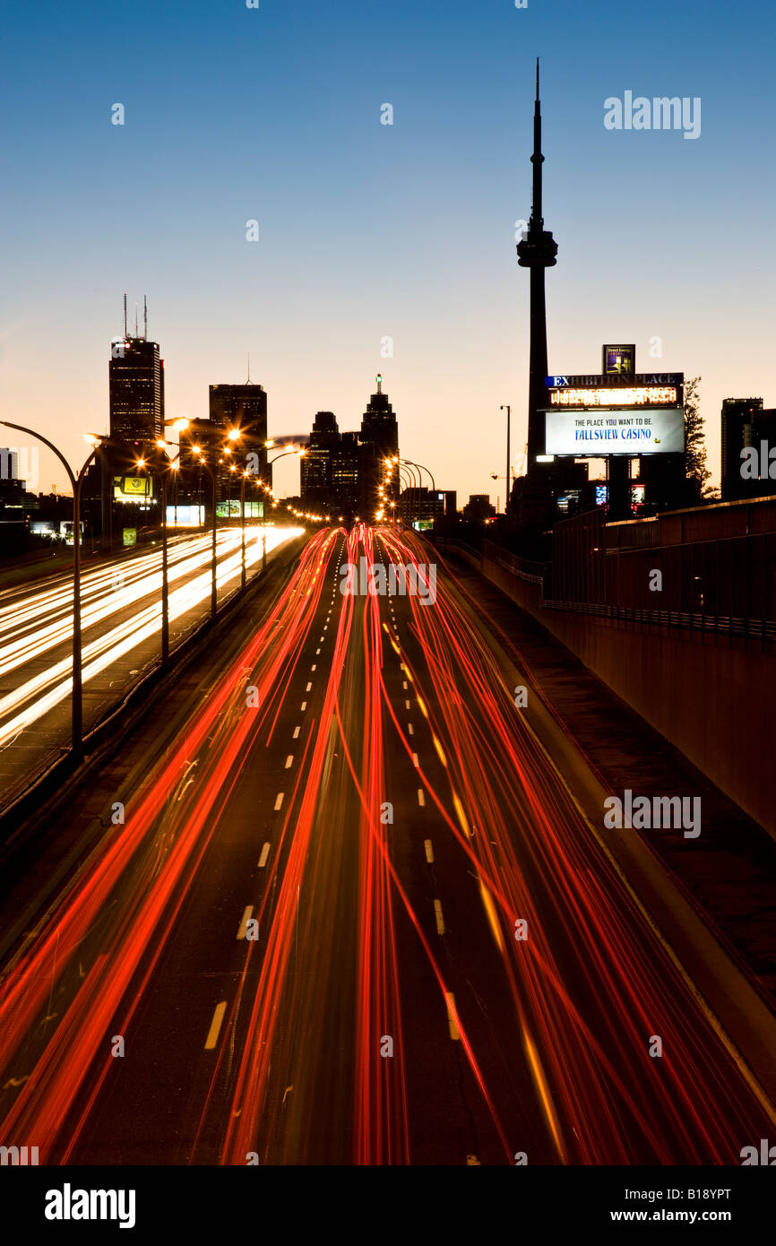 Toronto skyline and QEW in morning, Toronto, Ontario, Canada Stock ...
